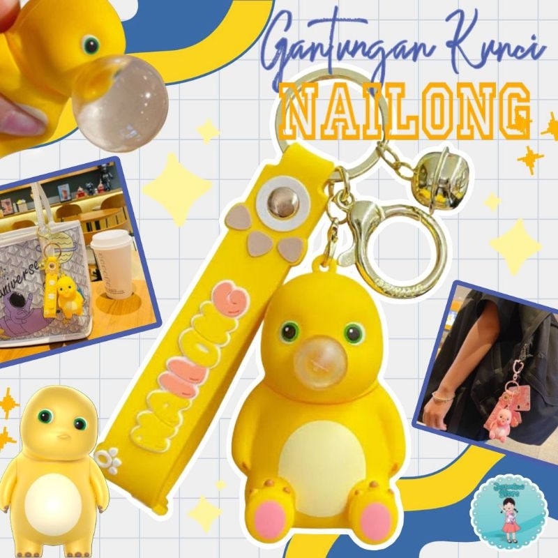Jual Gantungan kunci Dino kuning gelembung Nailong gantungan Kunci ...
