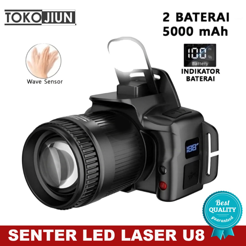 Jual Senter Kepala LED Laser Zoom Mode Sensor Multifungsi Waterproof U8 | Shopee Indonesia