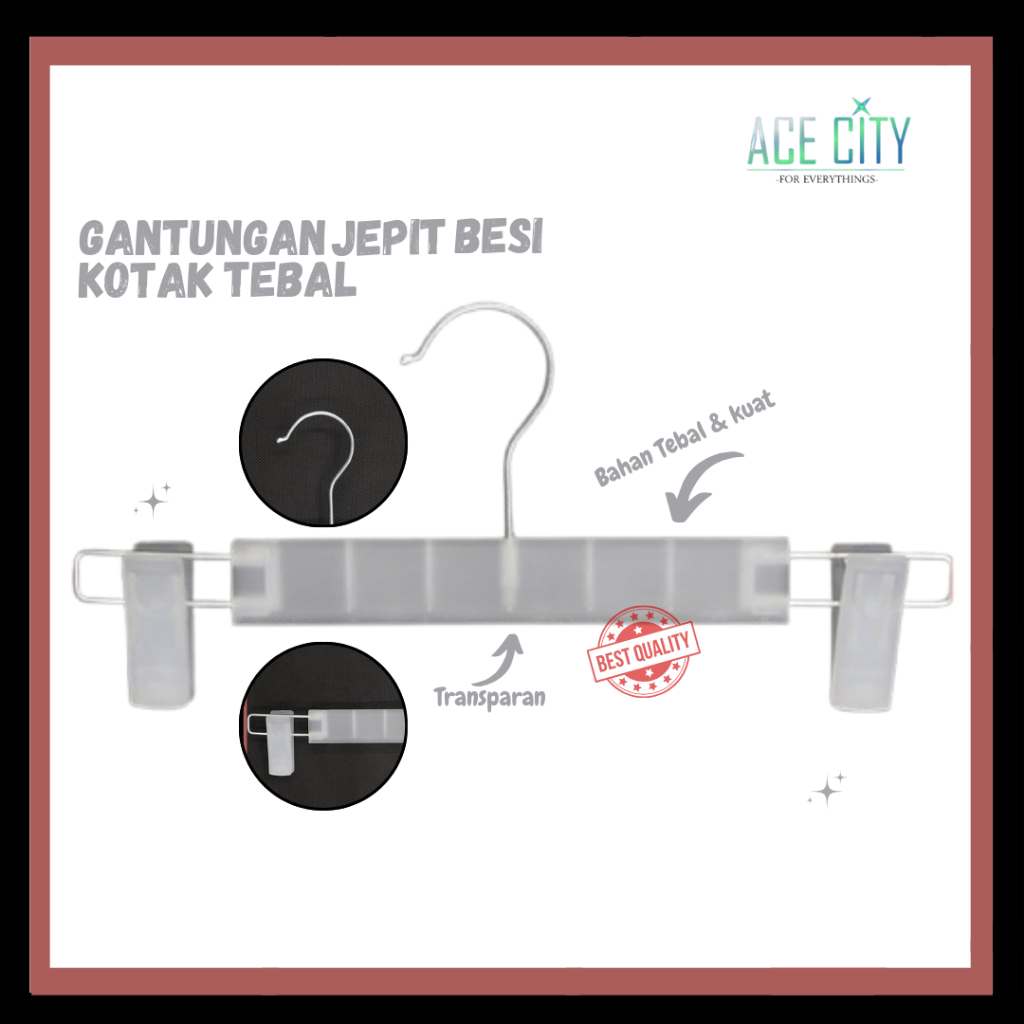 Jual Hanger Jepit Besi Gantungan Kotak Tebal Warna BENING 1 PCS ...