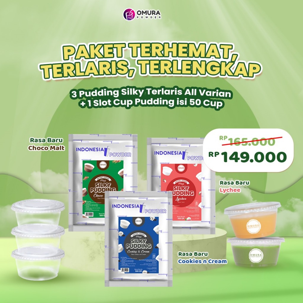 Jual [PAKET SILKY PUDDING] Bubuk Silky Pudding Aneka Rasa 500 Gr + Cup ...