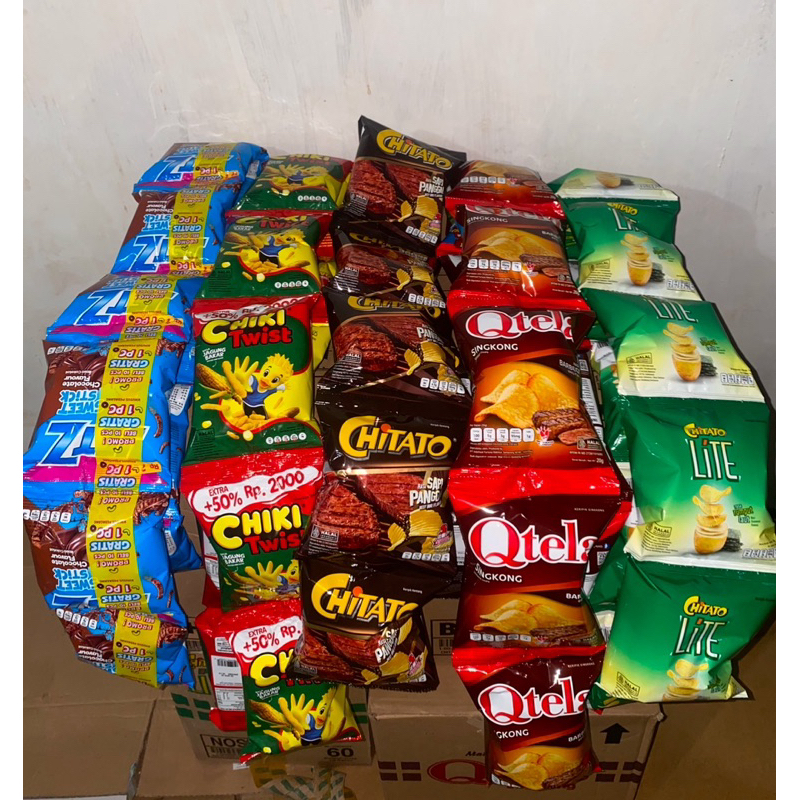 Jual Aneka Snack Chiki – Chitato, Qtela, JetZ, Twist 10 Bungkus | snack ...