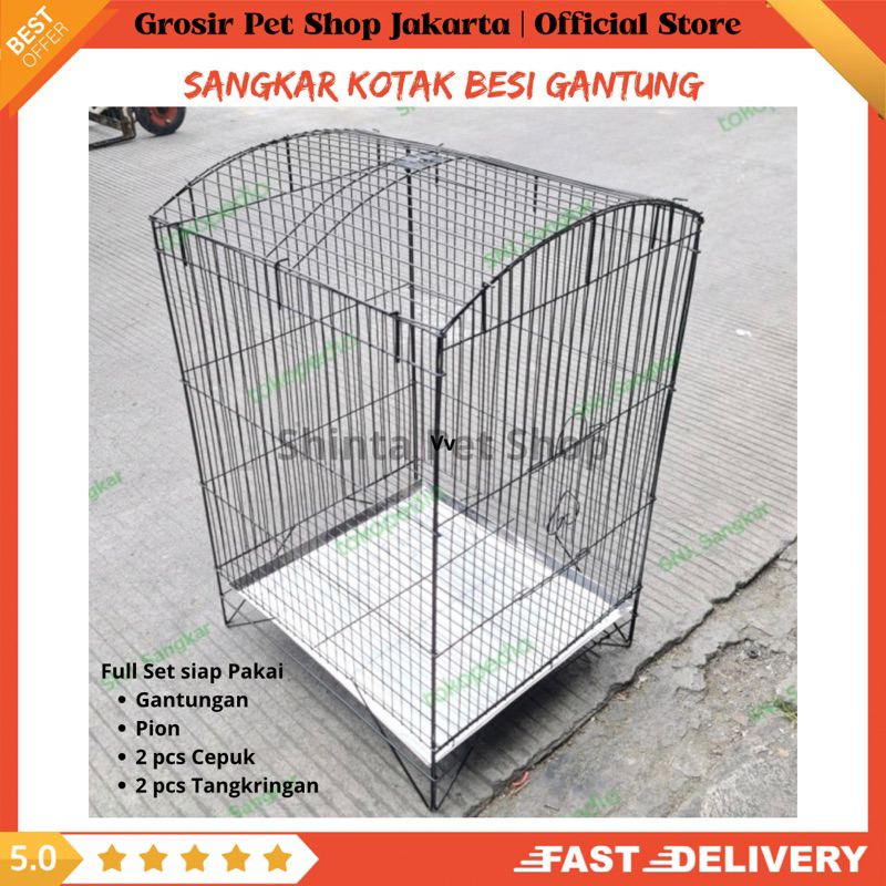 Jual 42 cm JUMBO Sangkar Kotak Besi Gantung Kandang Burung Besi Gantung ...