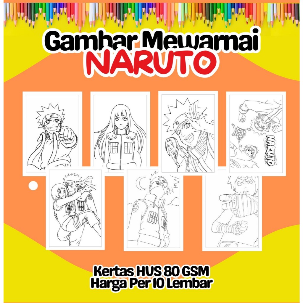 Jual 10 Lembar Kertas Gambar Mewarnai NARUTO Murah - Anak Anak TK SD ...