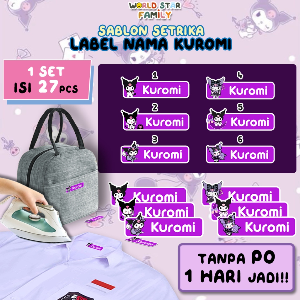 Jual WSF label SETRIKA baju anak KUROMI Lucu Sablon setrika Stiker ...