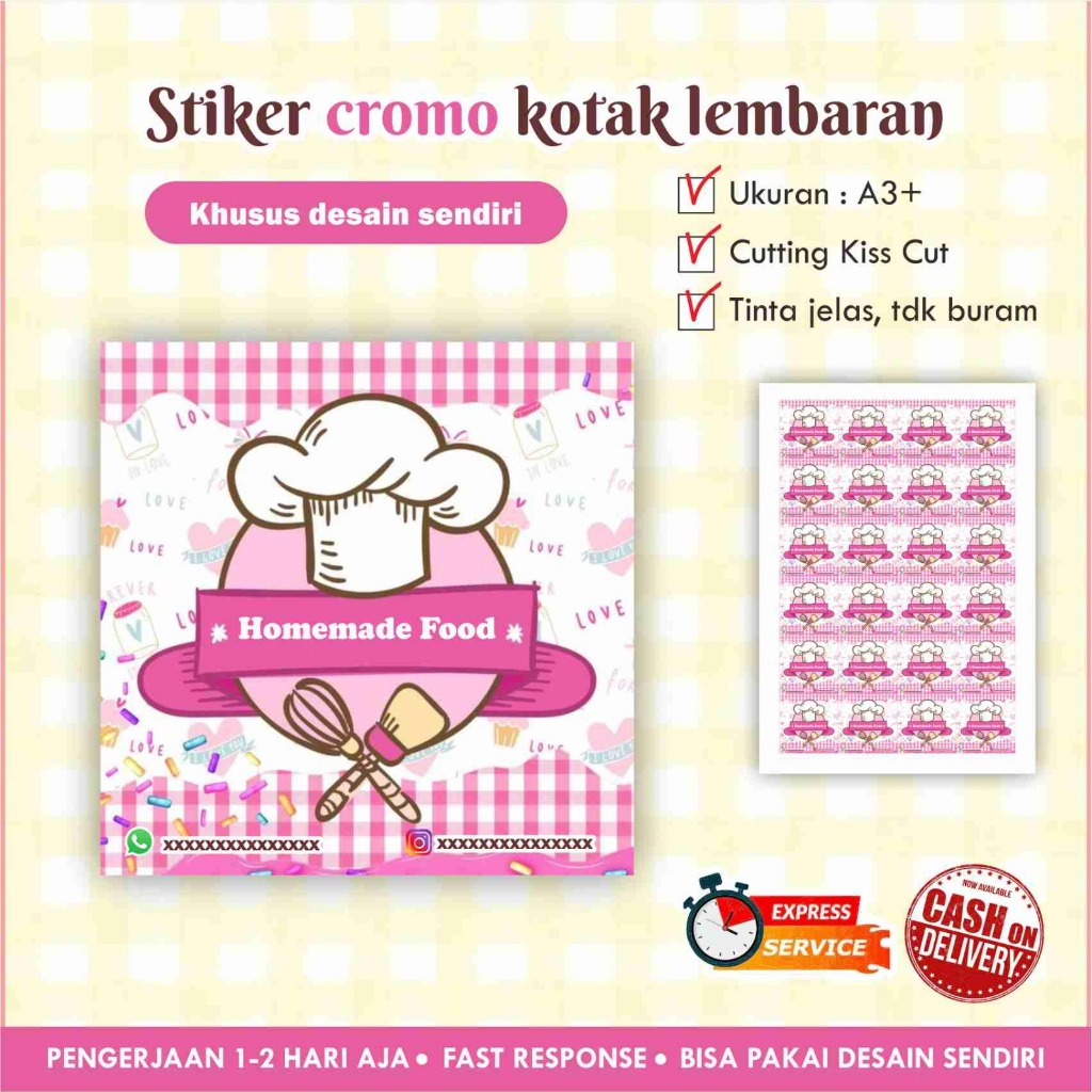 Jual Stiker cromo kotak cutting kiss cut lembaran / desain sndr ...