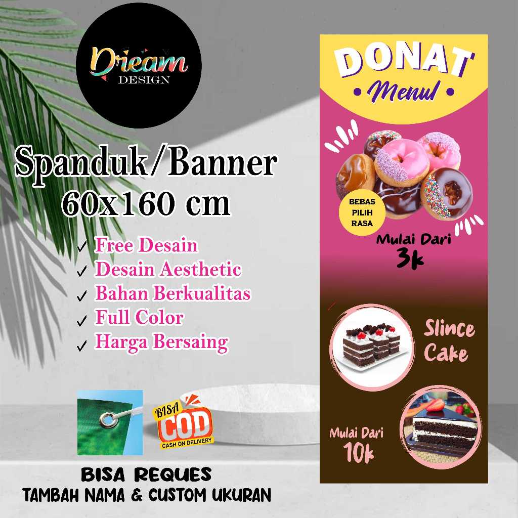 Jual Jual Cetak Spanduk Banner 60x160 cm DONAT & SLINCE CAKE | Shopee ...