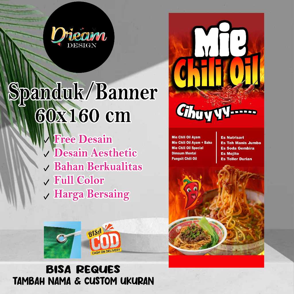 Jual Jual Cetak Spanduk Banner 60x160 cm mie chili oil | Shopee Indonesia
