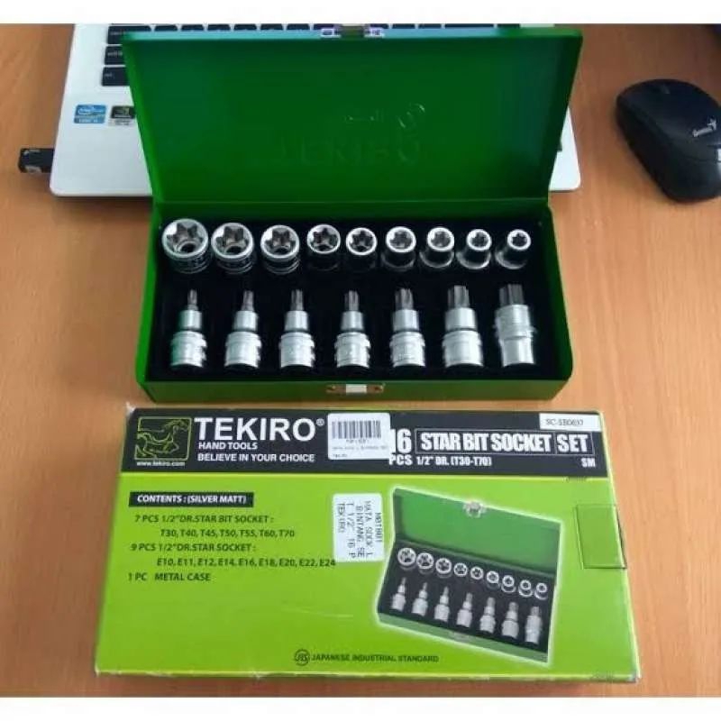 Jual Tekiro Kunci Sock Bintang Dan L Bintang Set 16 Pcs Dr 1/2 inch | Shopee Indonesia