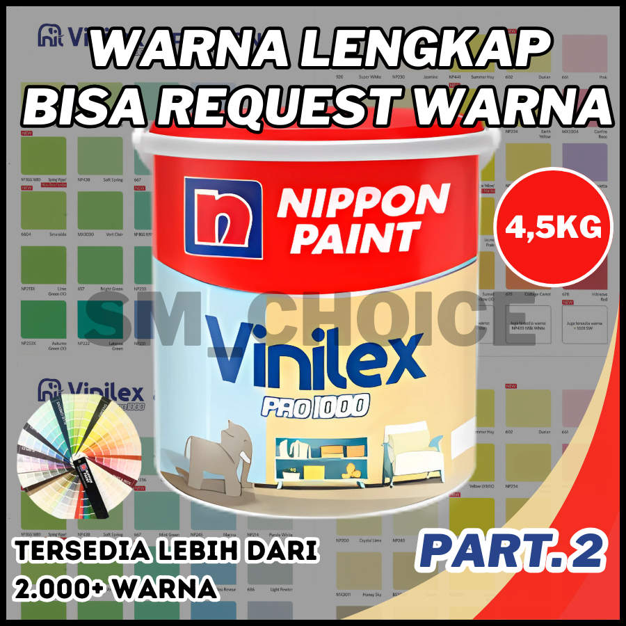Jual [PART 2] VINILEX 4,5 KG NIPPON PAINT CAT TEMBOK INTERIOR CAT NIPPON VINILEX PRO 1000 4,5KG ...