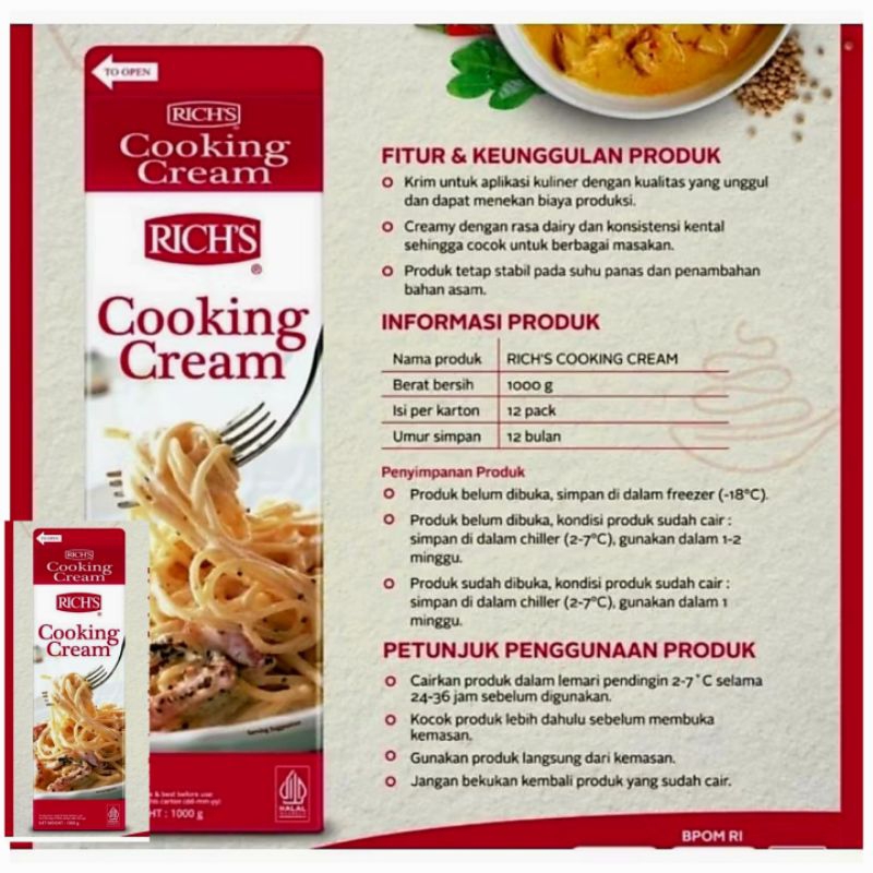 Jual RICH COOKING CREAM 1 LITER ( GO SEND ONLY ) | Shopee Indonesia