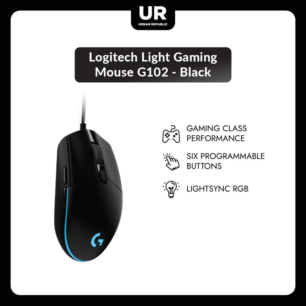 Jual Logitech Light Gaming Mouse G102 - Black | Shopee Indonesia