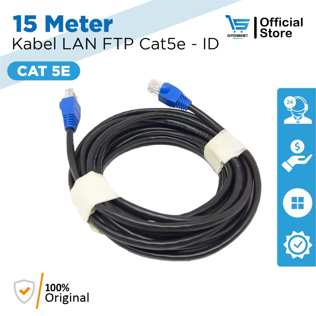 Jual Kabel LAN STP / FTP Cat 5e 15M Siap Pakai Zimmlink - Kabel LAN ...