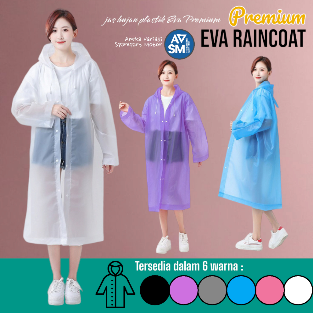 Jual JAS HUJAN EVA PREMIUM KOREA [EVA RAINCOAT] UNISEX DEWASA TERUSAN PONCO TRANSPARAN 6 WARNA ...
