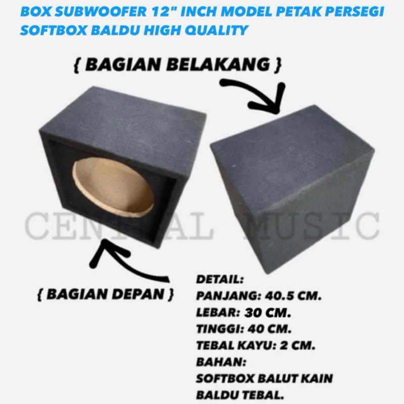 Jual BOX SPEAKER SUBWOOFER 12" INCH KOTAK PERSEGI SOFTBOX HIGH QUALITY ...