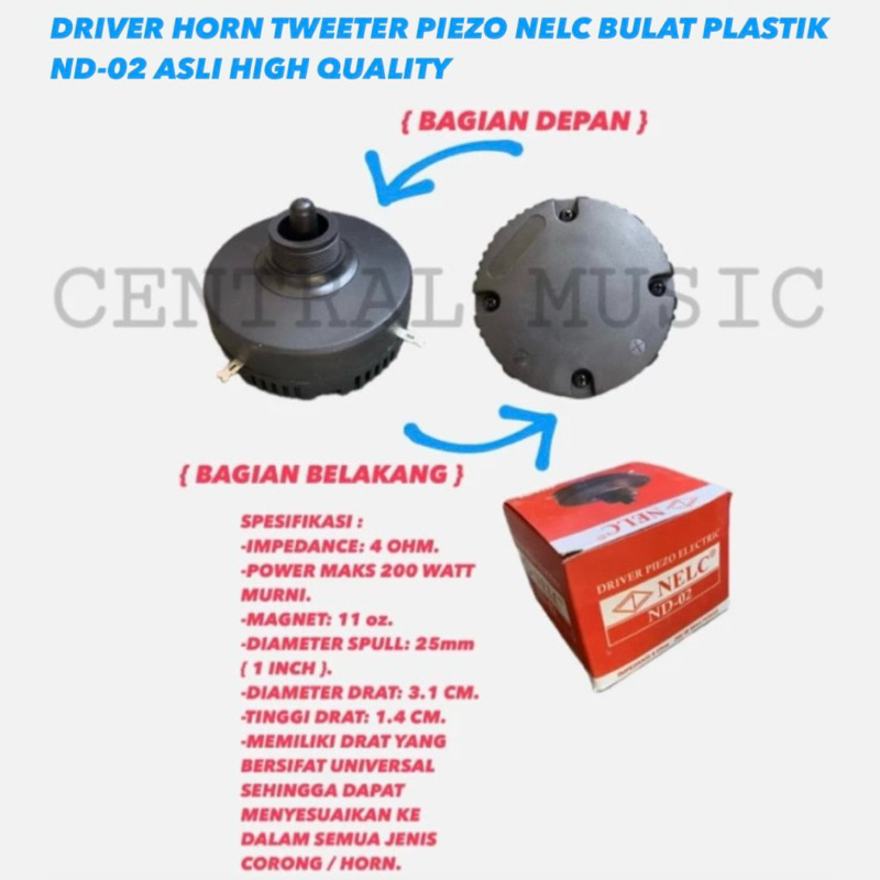 Jual DRIVER TWEETER PIEZO NELC BULAT PLASTIK ND-02 ASLI HIGH QUALITY | Shopee Indonesia
