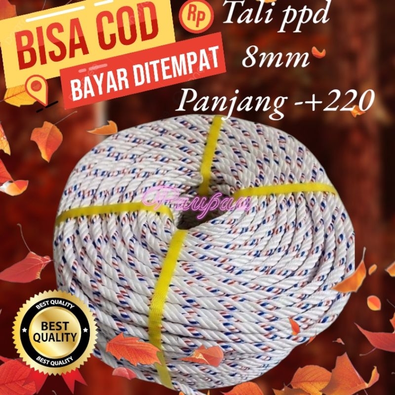 Jual tali tambang ppd 8mm 1roll panjang -+220m / tambang ikat barang di mobil / tambang ppd ...
