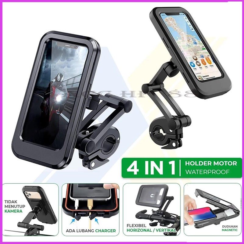 Jual Acchp Holder Hp Motor Stang Waterproof Universal 4in1 Tempered Dudukan Sepeda Anti Air ...