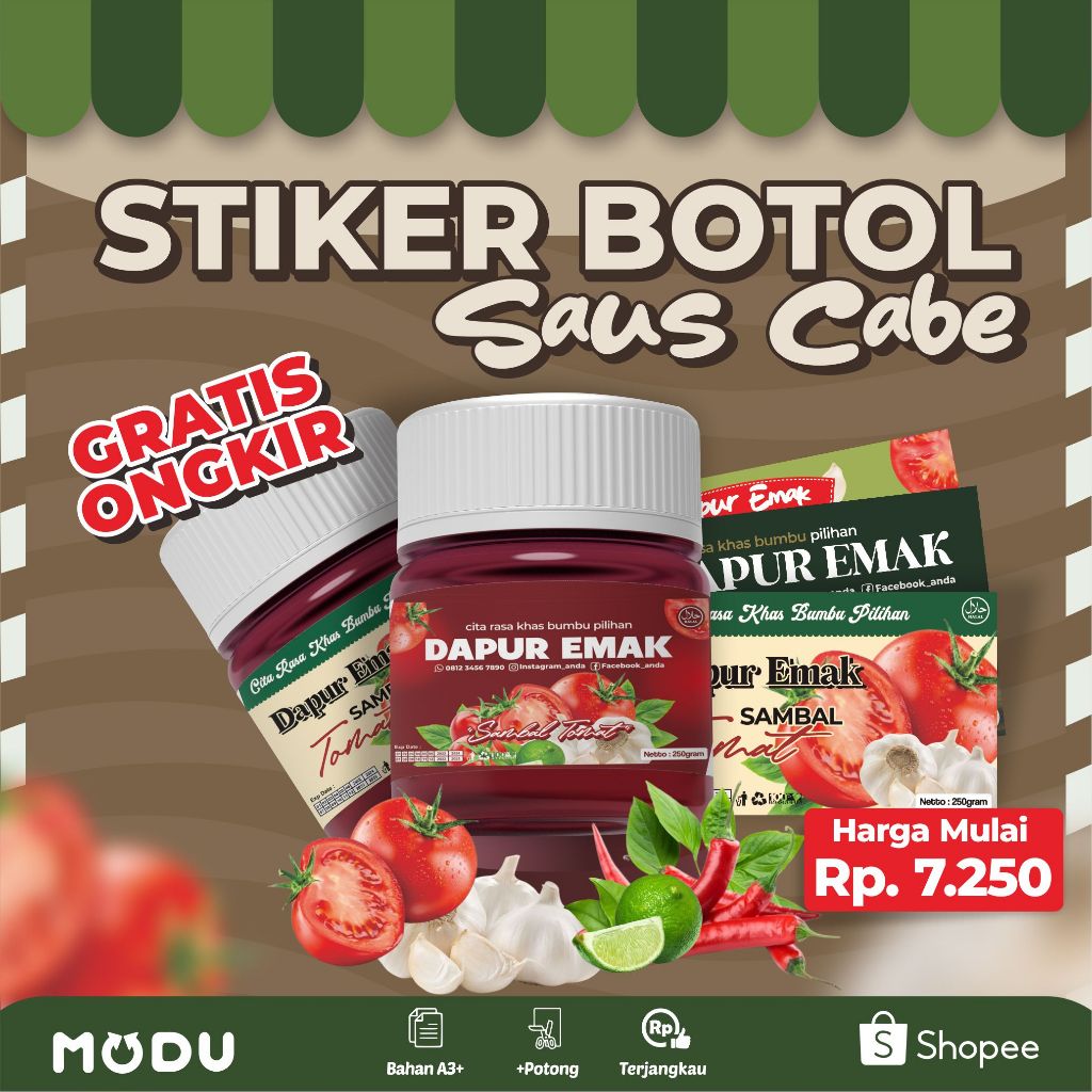 Jual Stiker sambal botol homemade custom a3 murah tinggal tempel ...