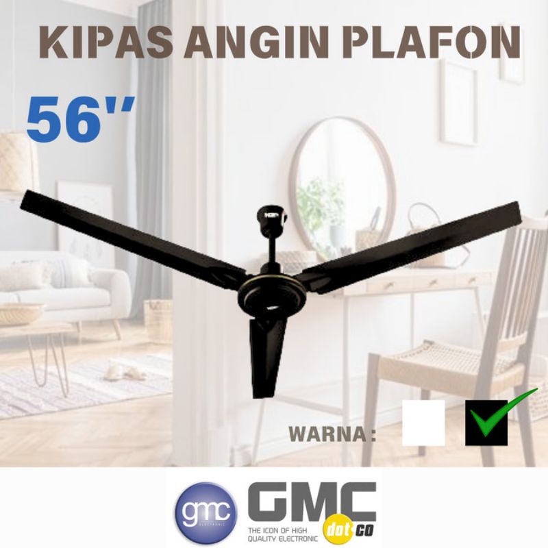 Jual Ceiling Fan GMC 56inch Kipas baling langit Hitam/Putih | Shopee ...