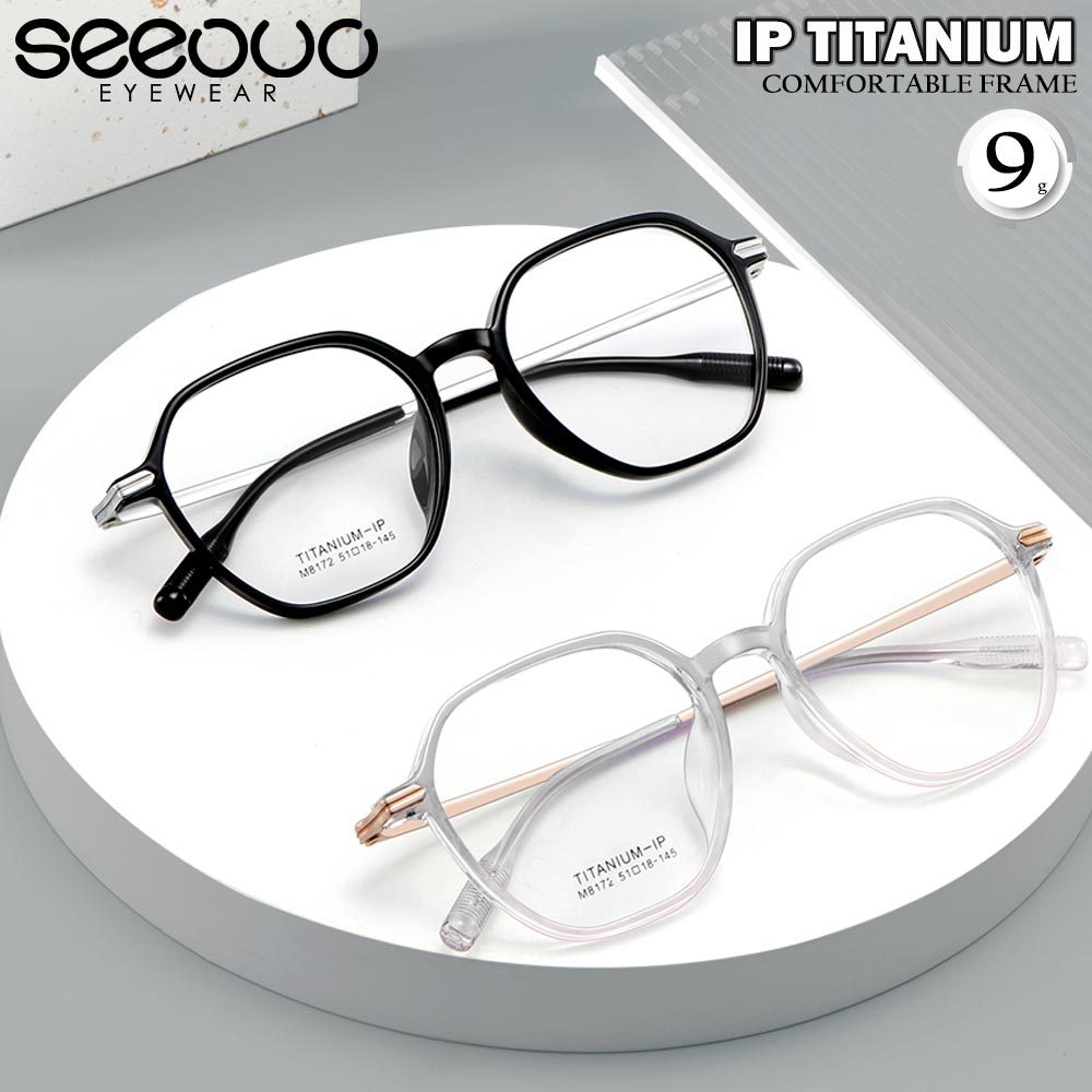 Jual Seeouo Kacamata Fashion Unisex Model Kotak Geometric Stylish Titanium Frame Lentur Ringan ...