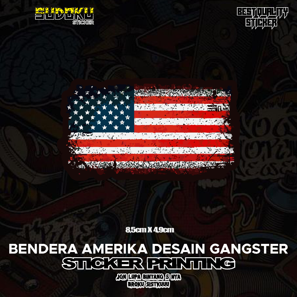 Jual STICKER STIKER PRINTING BENDERA AMERIKA DESAIN GANGSTER | Shopee ...