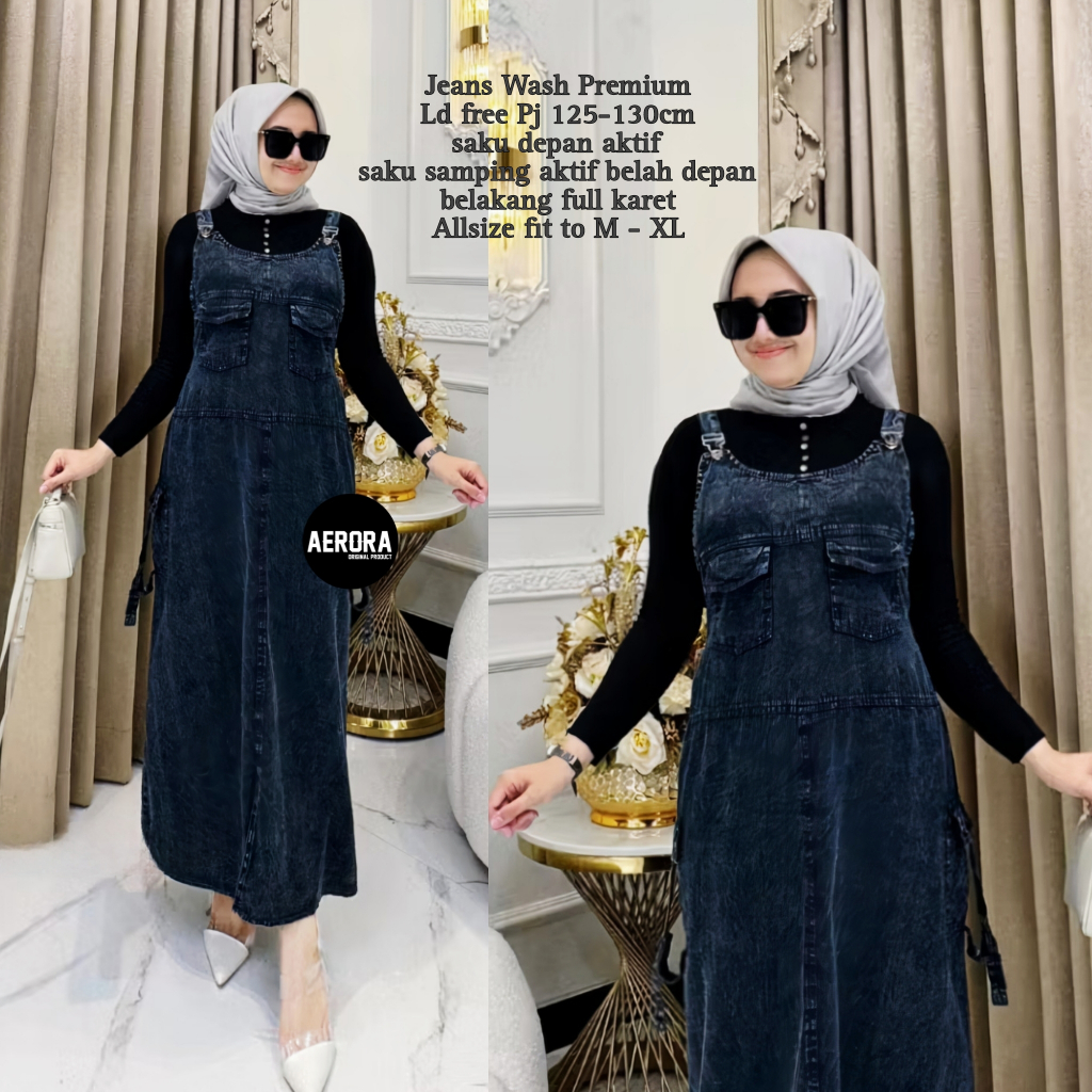 Jual Aerora Baju Kodok Lita Overall Rok Dress Jeans Cargo Wanita Terbaru 2025 Korean Style ...