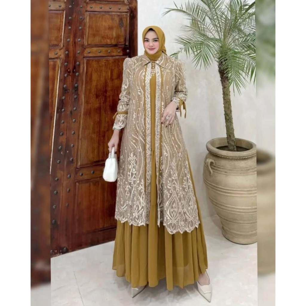 Jual Baju Pesta Kondangan Terbaru 2025 Gamis Seragaman Pernikahan Elegan Dress Wanita Kekinian ...