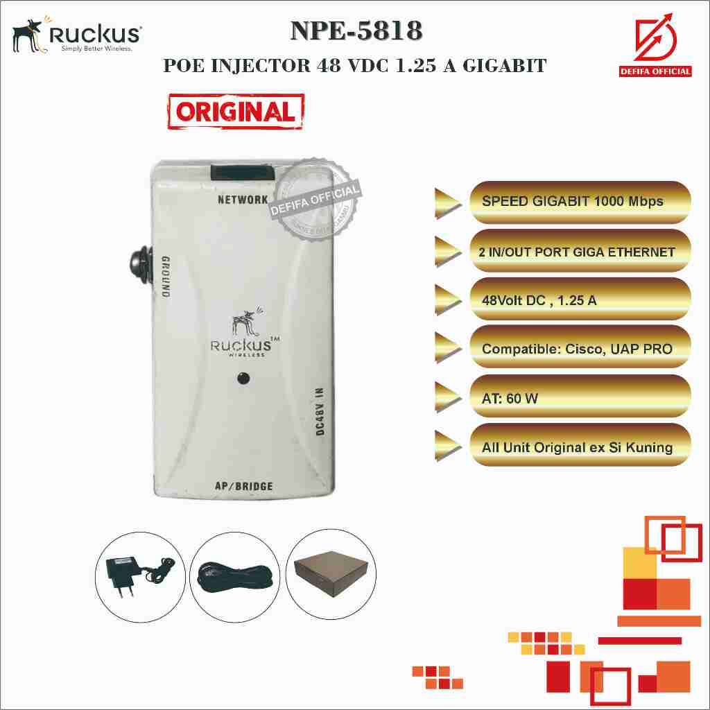 Jual POE Injector Ruckus NPE-5818 Gigabit Power Over Ethernet 48 Volt Original | Shopee Indonesia