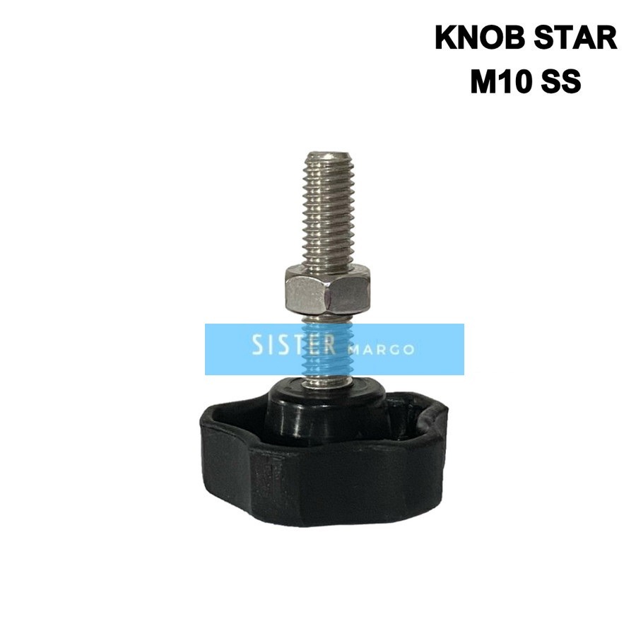 Jual Knob Star Nylon D45 M10 Panjang Baut Stainless Steel 35 mm dan Mur ...