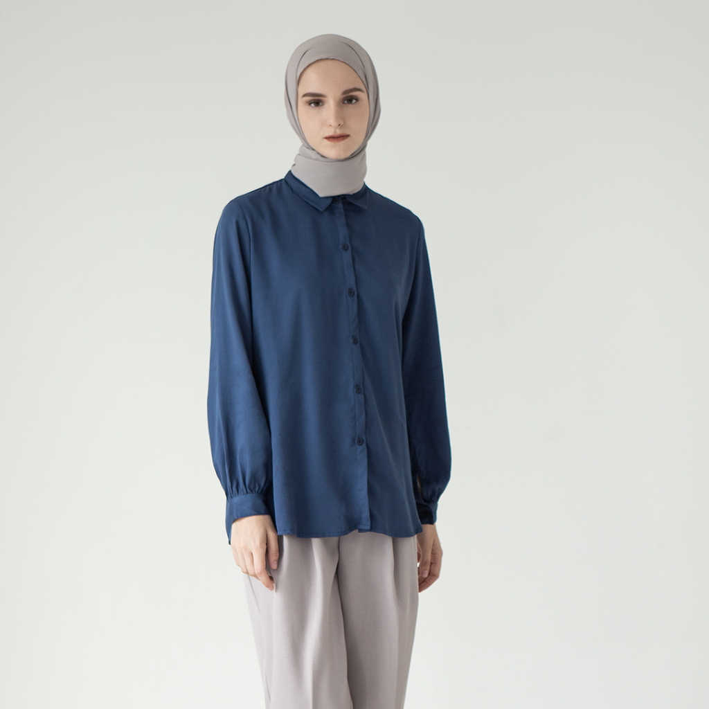 Jual Darya by Aska Label - Kemeja wanita rayon viscose atasan blouse basic lengan panjang ...