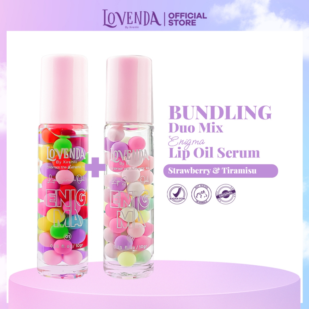 Jual Lovenda Duo Mix Lip Serum Oil Strawberry + Tiramisu - Jojoba Oil ...