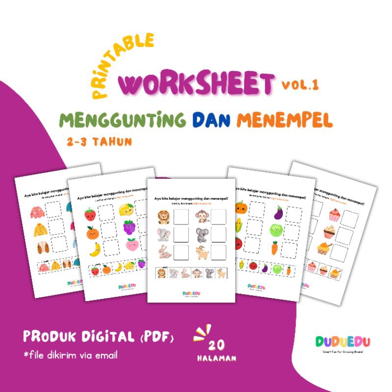Jual Printable Worksheet Menggunting dan Menempel Vol. 1 (2-3 Tahun ...