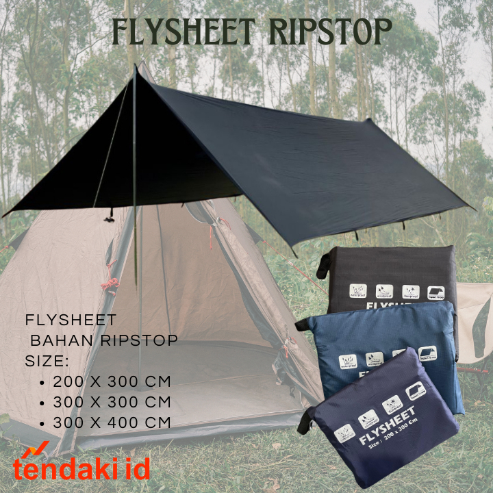 Jual Flysheet Tenda Waterproof 3x4 Atap Tenda Outdoor Tiang Flysheet ...