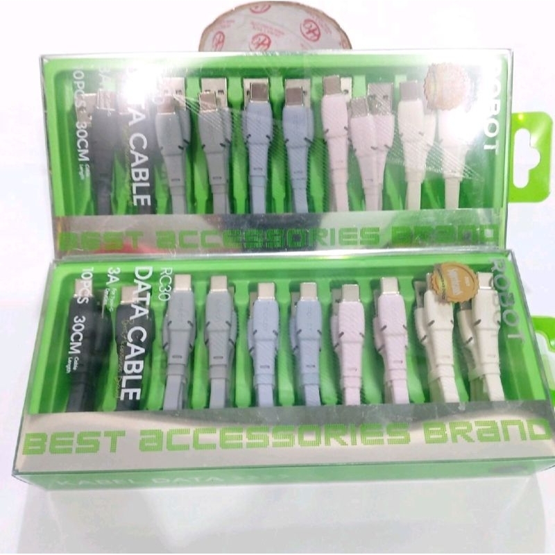 Jual ROBOT RC30 [1 Bok isi 10] USB Data Cable Type-C Fast Charging 3A ...