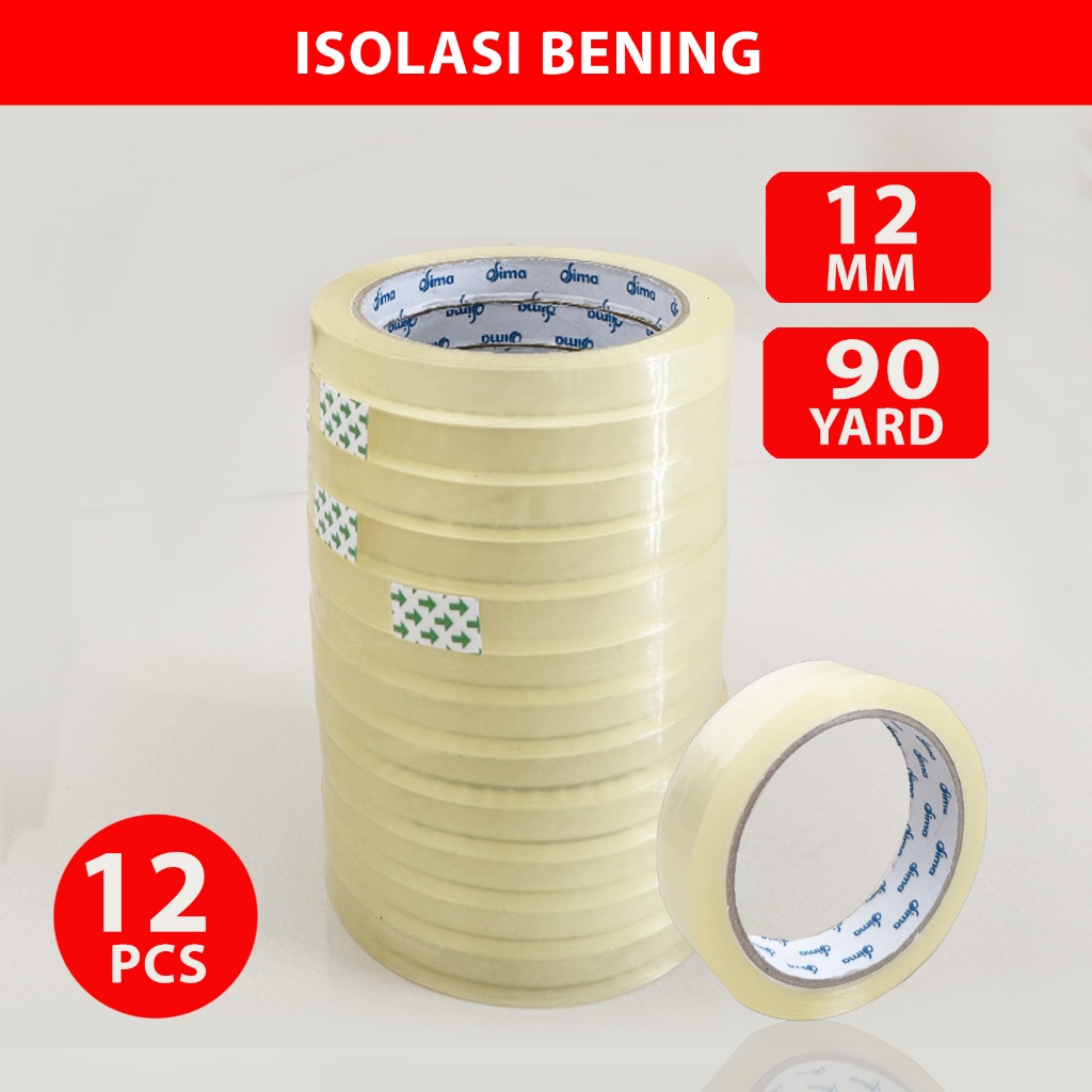 Jual Solatip Kecil 12 pc 12mm x 90yard / Isolasi Bening Kecil Opp Tape ...