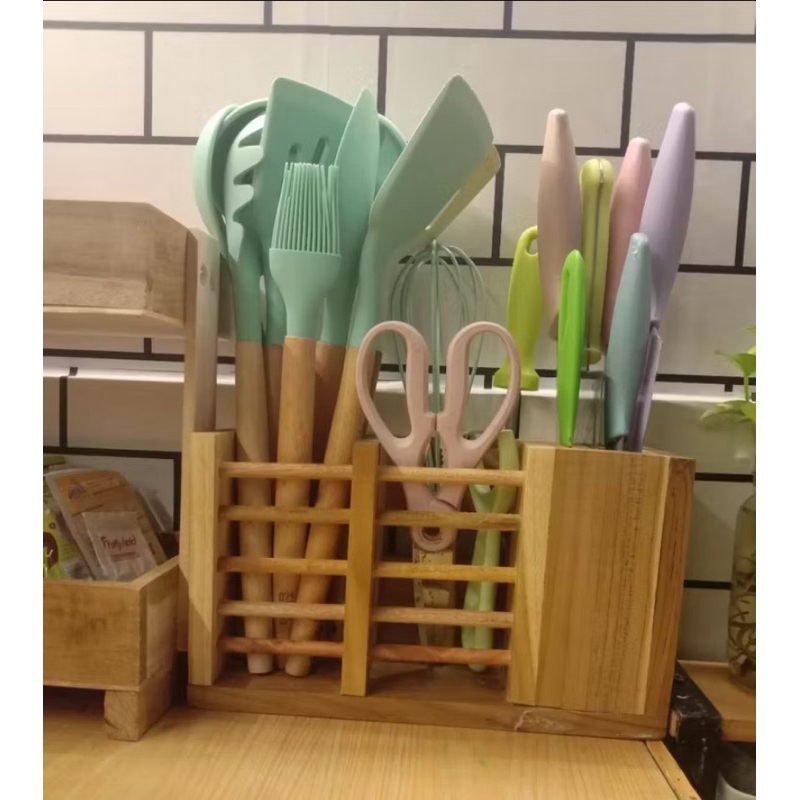 Jual rak sendok aesthetic rak sendok dan pisau rak sendok kayu jati ...