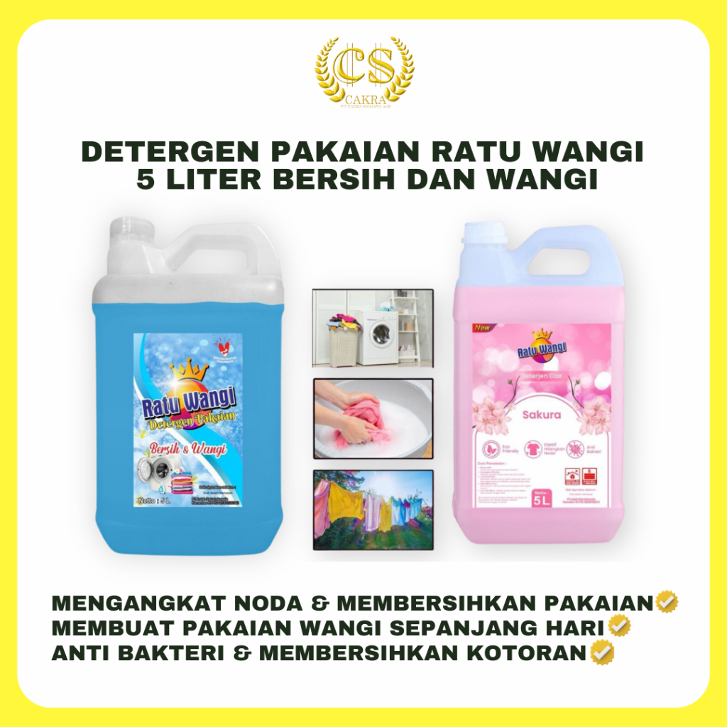 Jual CS DETERGEN PAKAIAN / SABUN CUCI BAJU RATU WANGI 5 LITER BERSIH ...