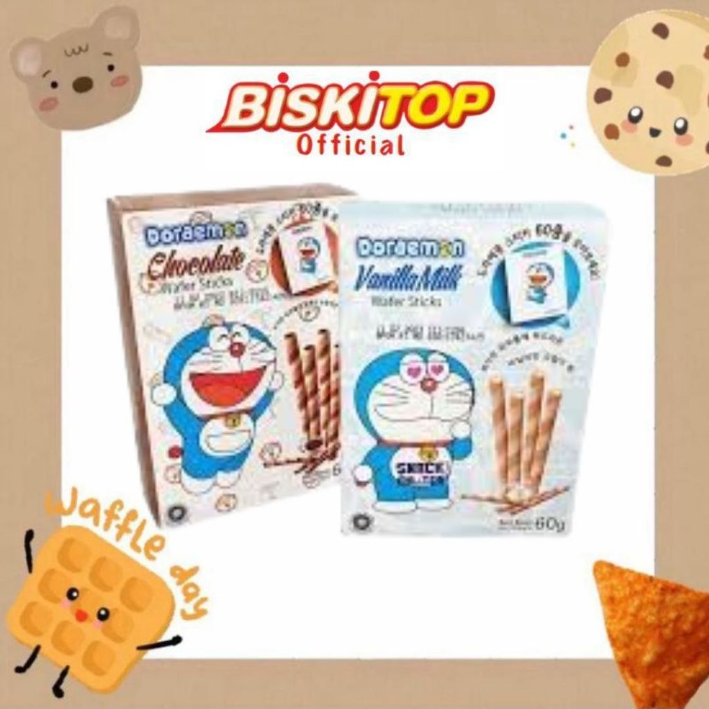 Jual BISKITOP OFFICIAL - DORAEMON 60g Rasa Coklat Vanilla Milk Biskuit ...