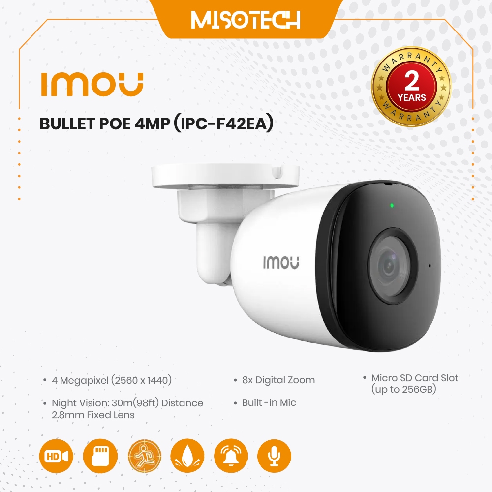 Jual Kamera CCTV Imou Bullet PoE IPC-F42EA 4MP IP Outdoor Mic Audio | Shopee Indonesia