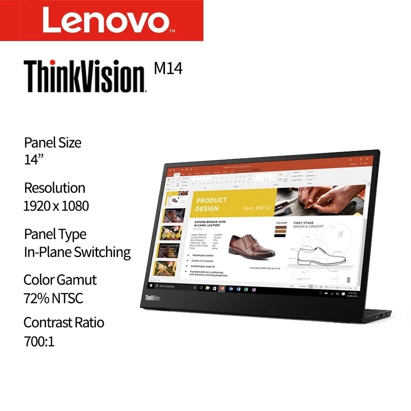 Jual Lenovo Monitor ThinkVision Mobile M14 USB-C 14" 60Hz 1920x1080 ...