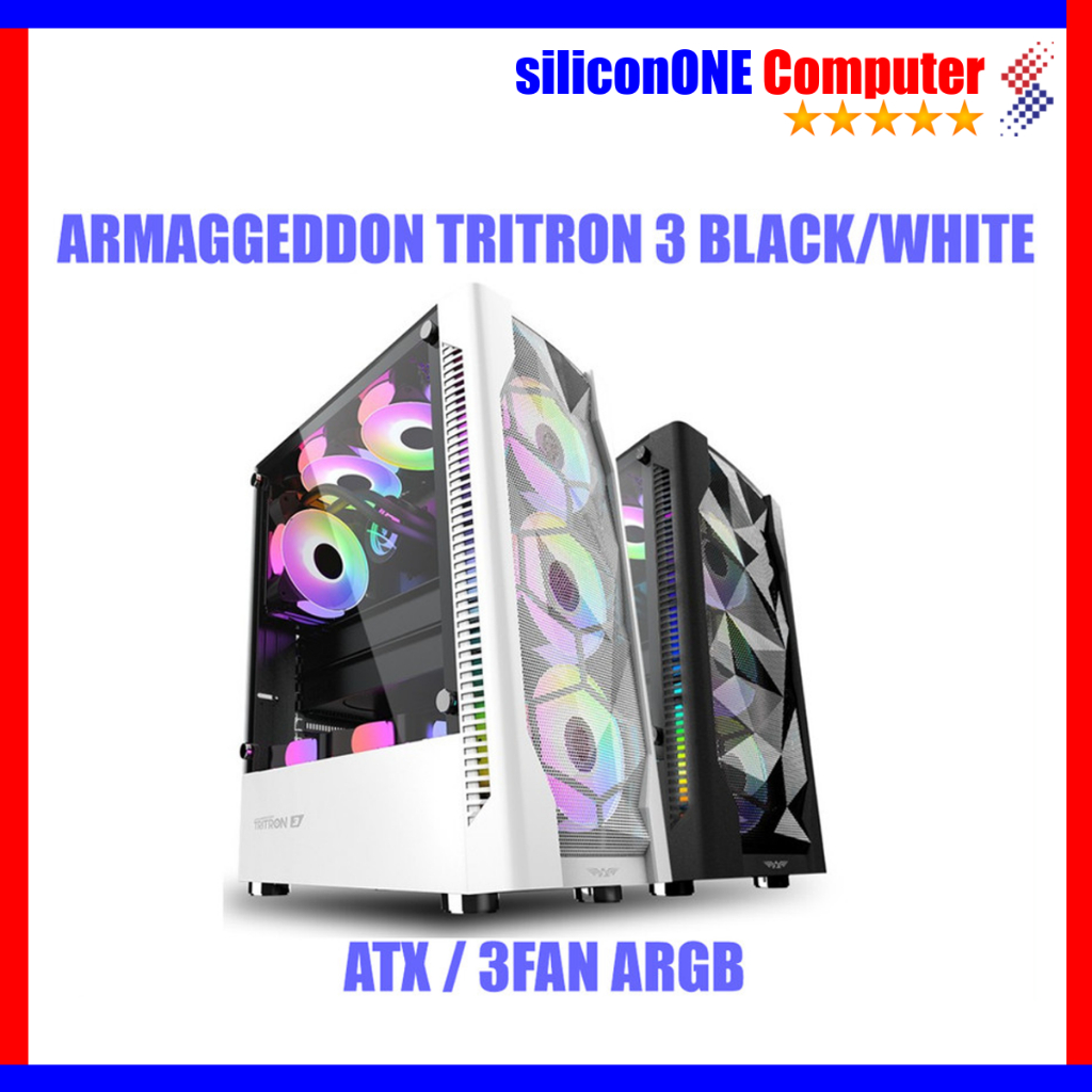 Jual Armaggeddon Tritron 3 Gaming Case ATX 3FAN ARGB BLACK/WHITE ...