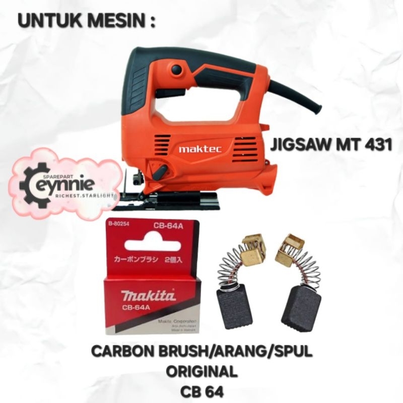 Jual CARBON BRUSH MESIN JIGSAW MT 431 MAKTEC CB 64A CB 64 ORIGINAL ARANG SPUL MESIN JIGSAW MT431 ...