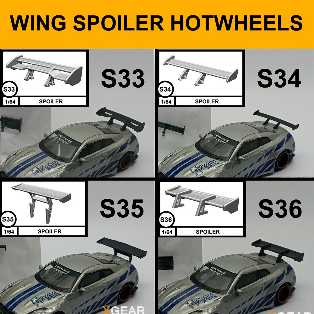 Diecast Car Wings 1:64 Scale Diecast Car Wing Spoilers – DIY PE Parts ...