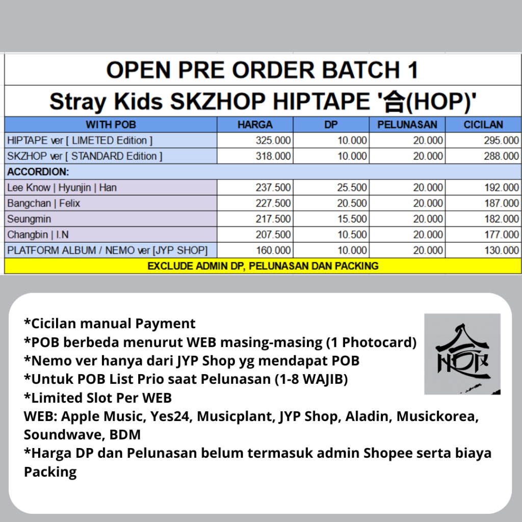Jual B1 [ BACA DESKRIPSI | OPEN PO ] Stray Kids SKZHOP HIPTAPE ' 合 ...