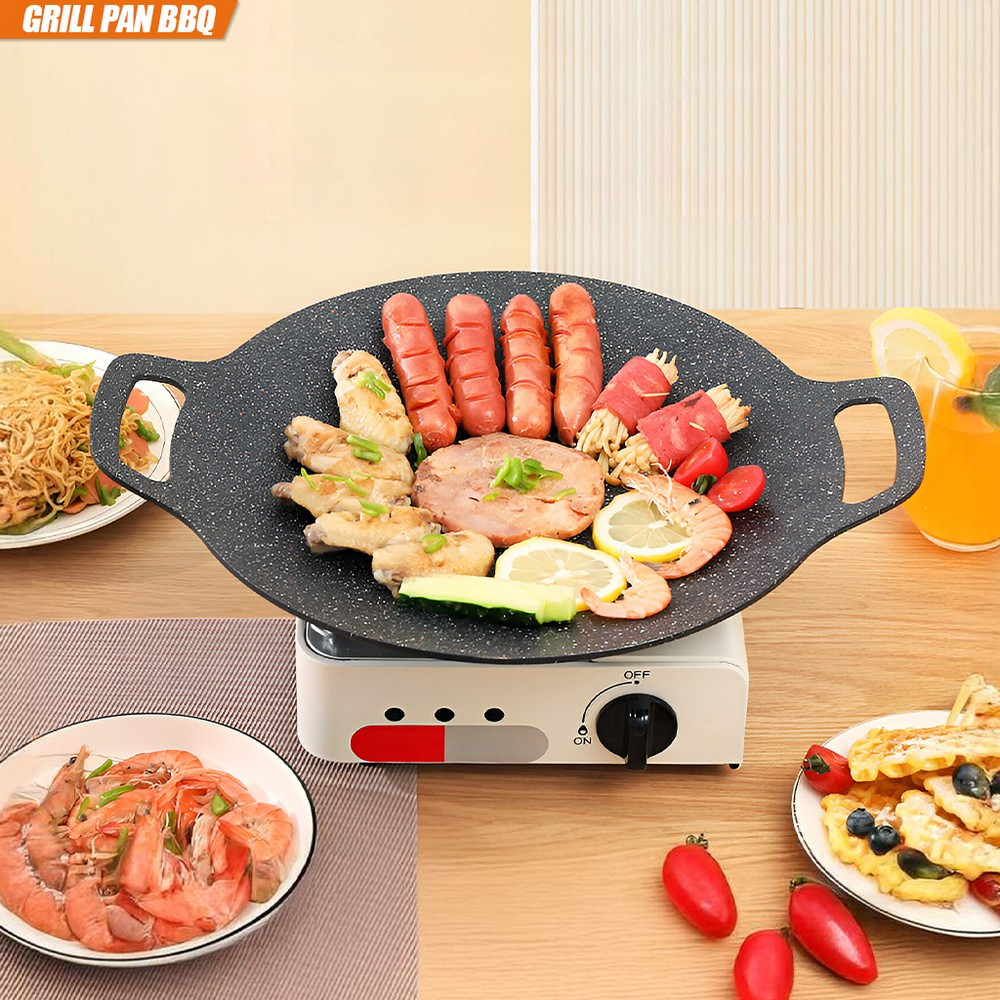 Jual Wajan Panggangan Grill Pan 34 CM Anti Lengket Alat Pemanggang BBQ ...