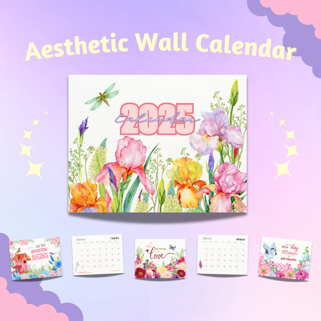 Jual Kalender Dinding Wall Calender Aesthetic 2025 Spiral Lubang Ukuran ...
