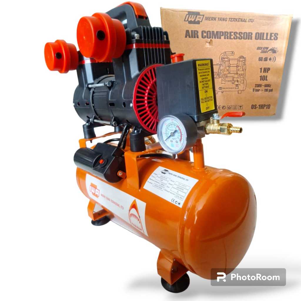 Jual IWA Mesin Kompressor Angin Listrik OILLESS SILENT High Speed 1HP ...