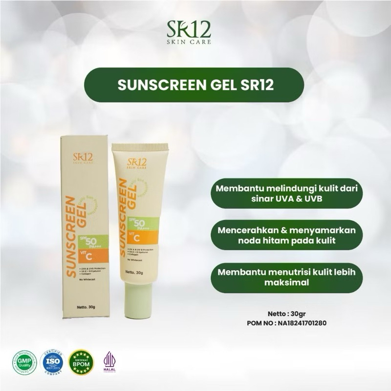Jual SR12 Sunscreen Gel Spf 50 PA+++ / Sunscreen Gel Spf 50 SR12 / Sunscreen Gel Wajah Glowing ...