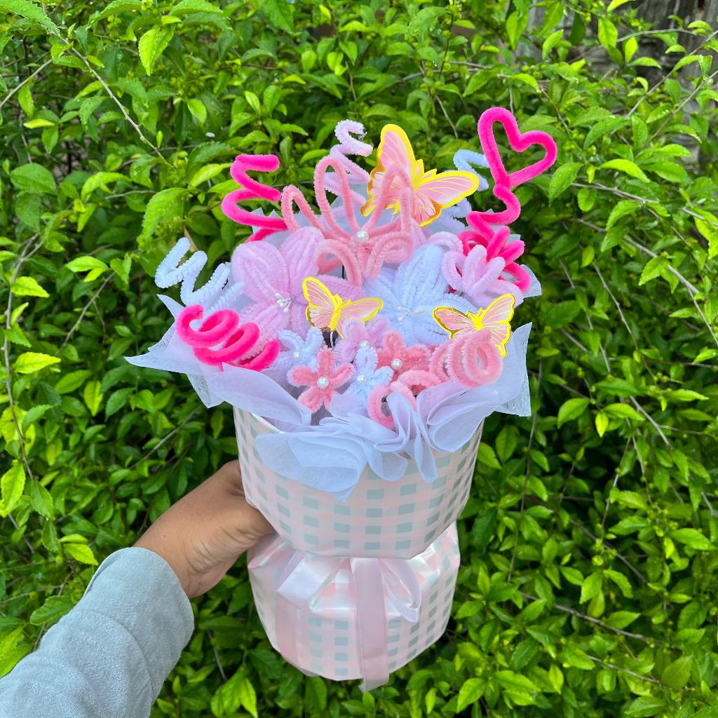 Jual Buket kawat bulu ukuran sedang | buket bunga lucu | buket bunga ...