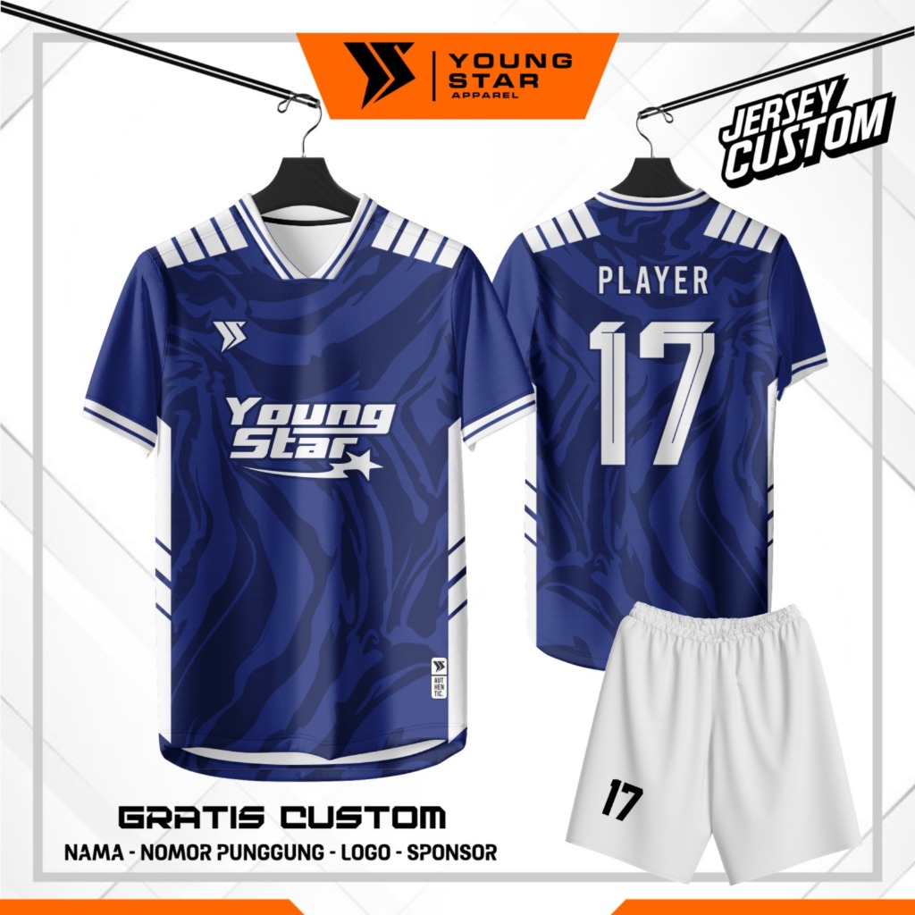Jual Jersey Futsal / Sepakbola Blue Elektrik Free Custom Nama Nomor ...